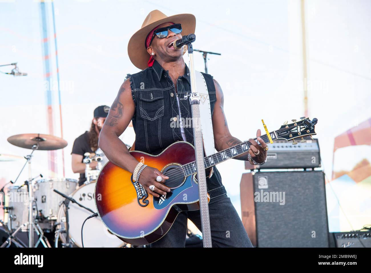 Jimmie Allen performs during CMA Fest 2022 on Thursday, June 8, 2022 ...