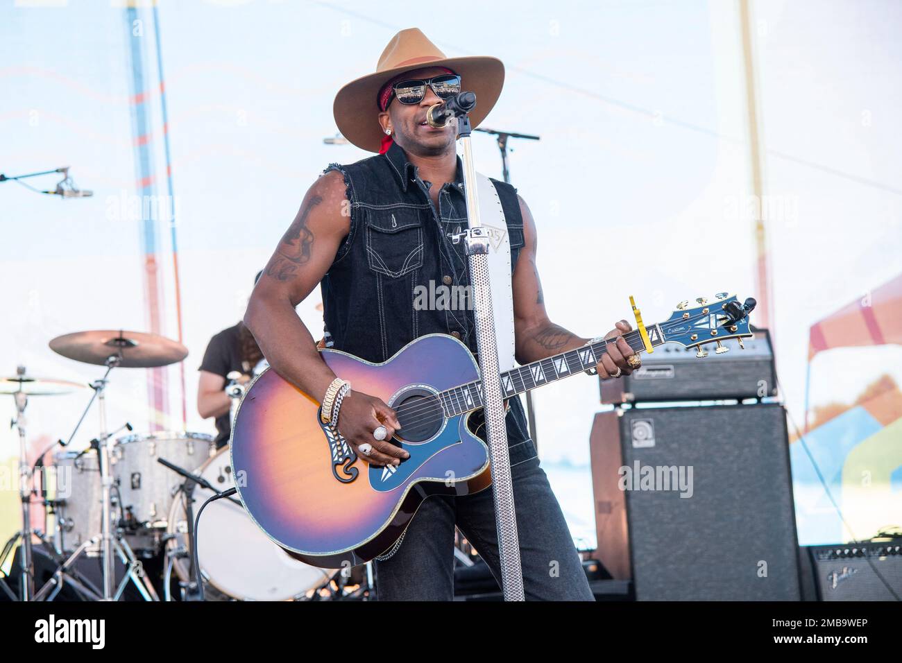 Jimmie Allen performs during CMA Fest 2022 on Thursday, June 8, 2022 ...