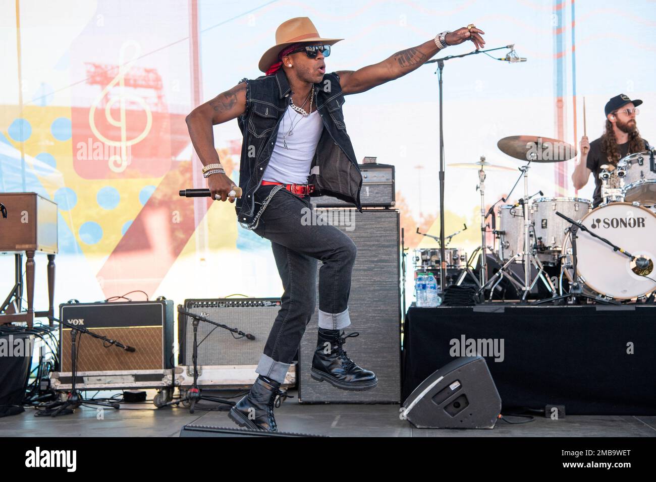 Jimmie Allen performs during CMA Fest 2022 on Thursday, June 8, 2022 ...