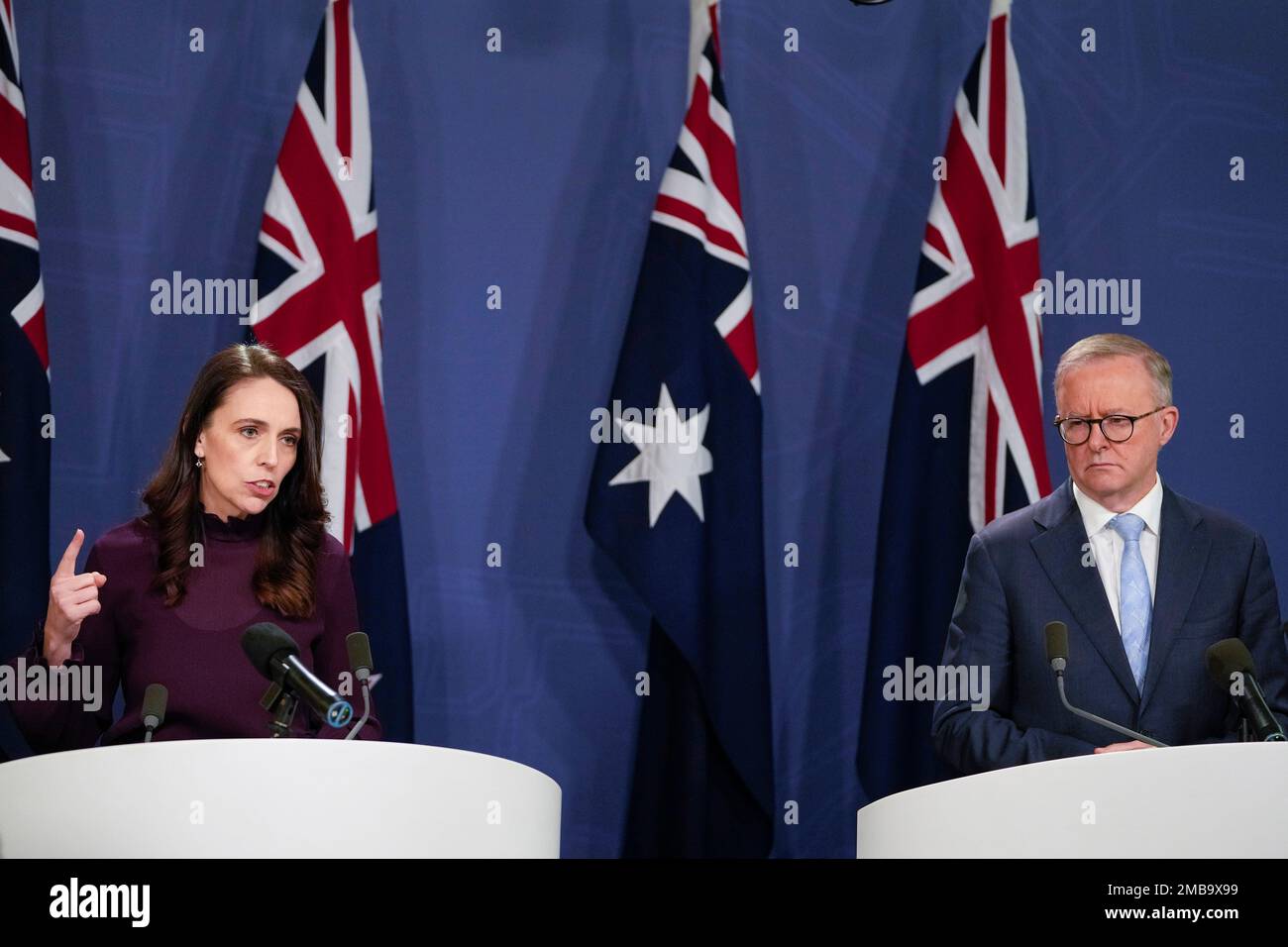 New Zealand Prime Minister Jacinda Ardern, left, and Australian Prime ...