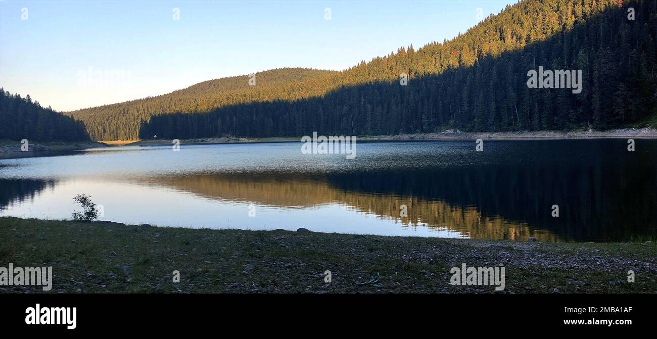 The scenic Crno lake in Durmitor National park, Montenegro Stock Photo ...