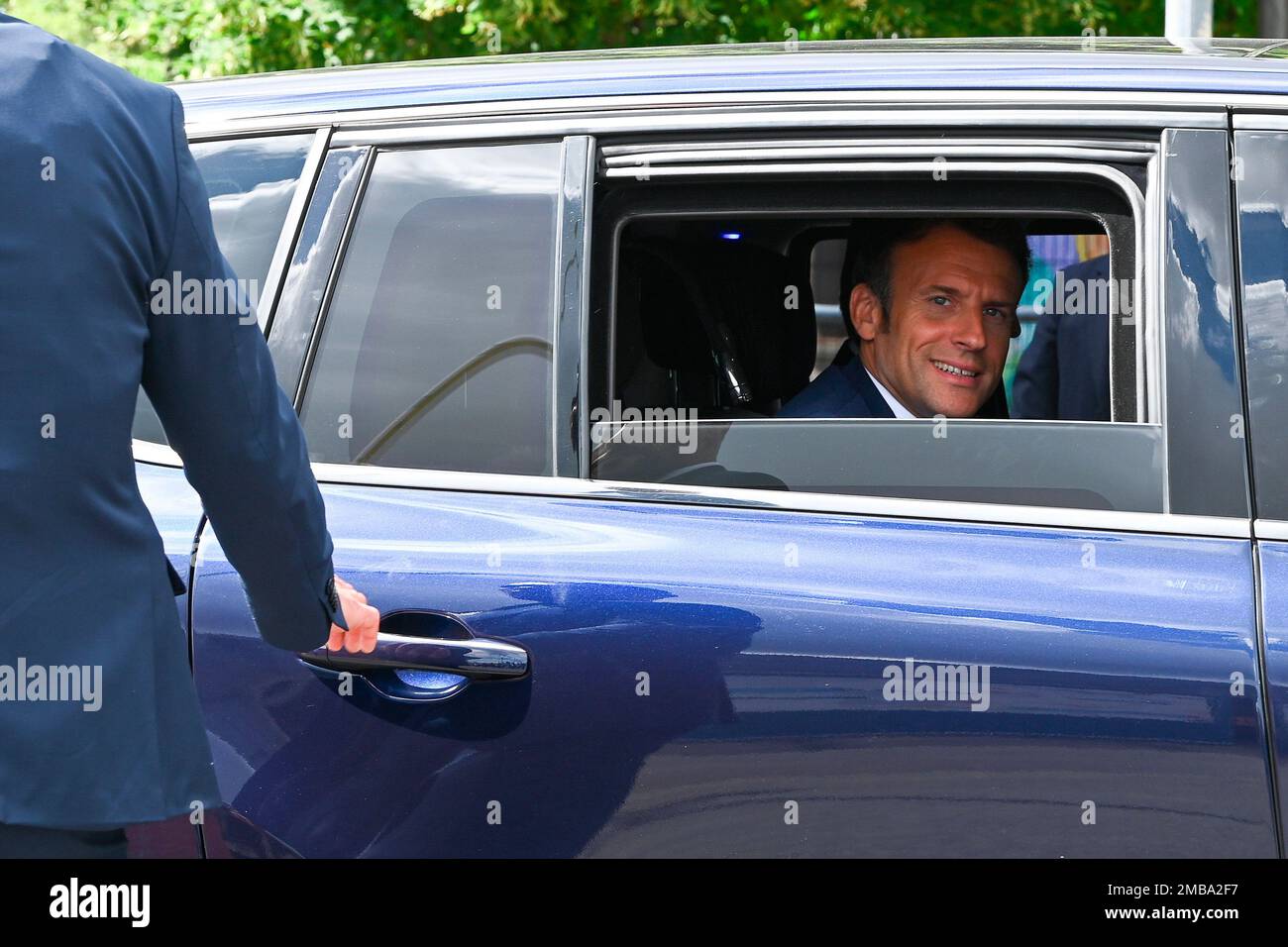 French President Emmanuel Macron arrives for a visit at the National ...