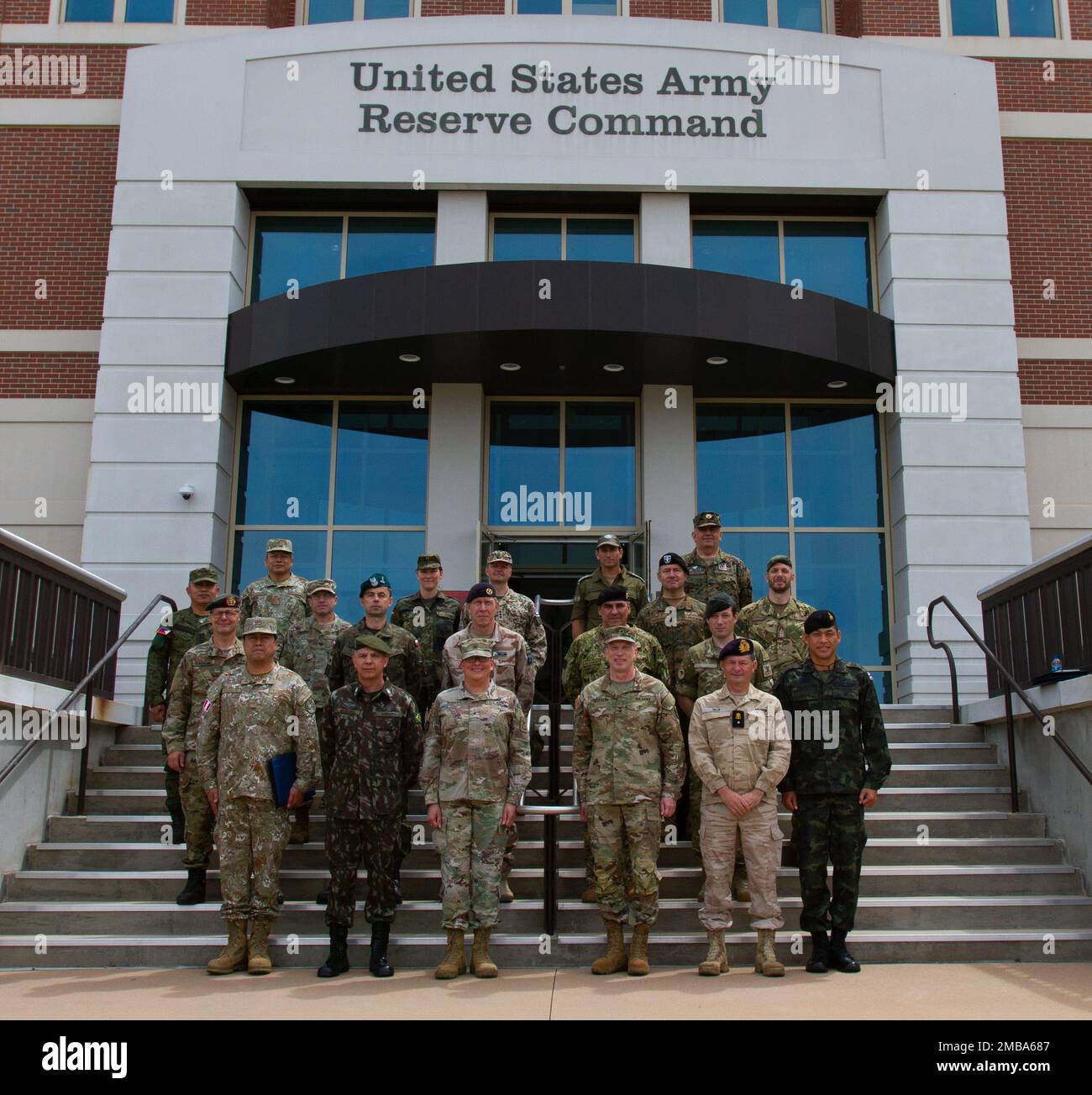 Foreign military attachés pose in front of Marshall Hall with Maj. Gen ...