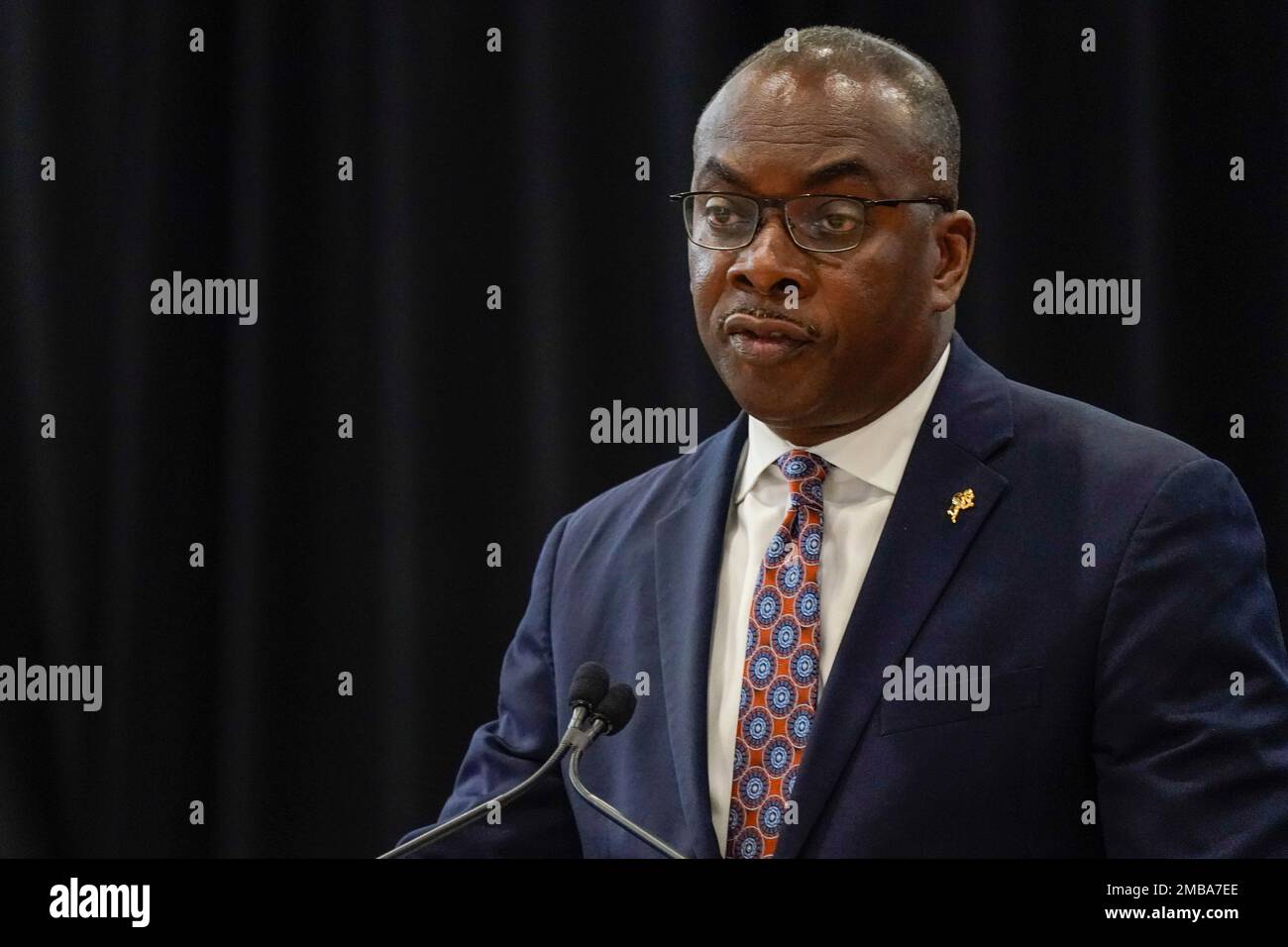 Buffalo, N.Y. Mayor Byron Brown speaks during a ceremony where Gov ...
