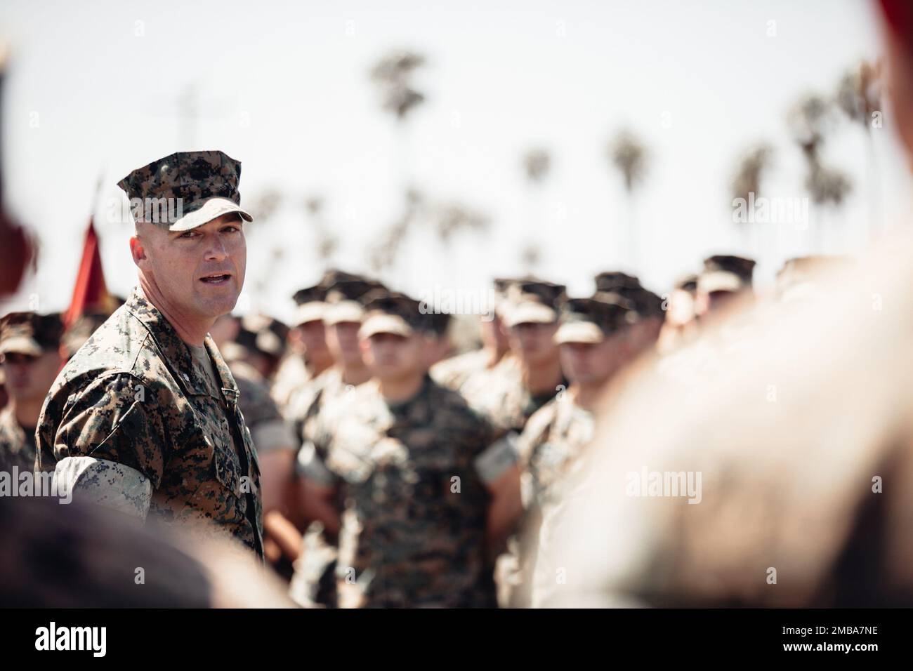 U.S. Marine Corps Lt. Col. Wilson M. Moore speaks to the Marines of 3d ...