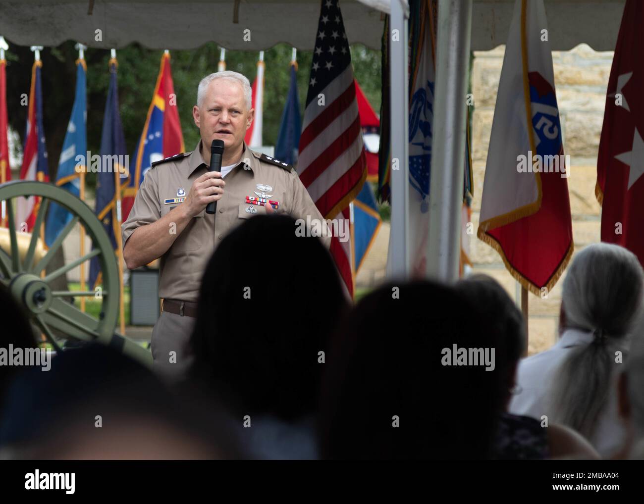 U.S. Army Lt. Gen. John R. Evans, commanding general of Army North speaks to the audience during ...