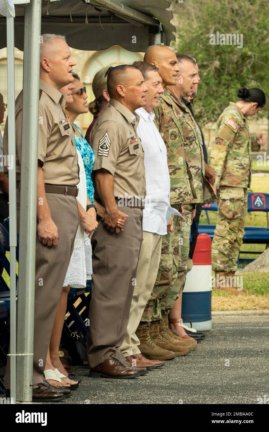 U.S. Army Lt. Gen. John R. Evans, commanding general of Army North, Command Sgt. Maj. Phil K ...