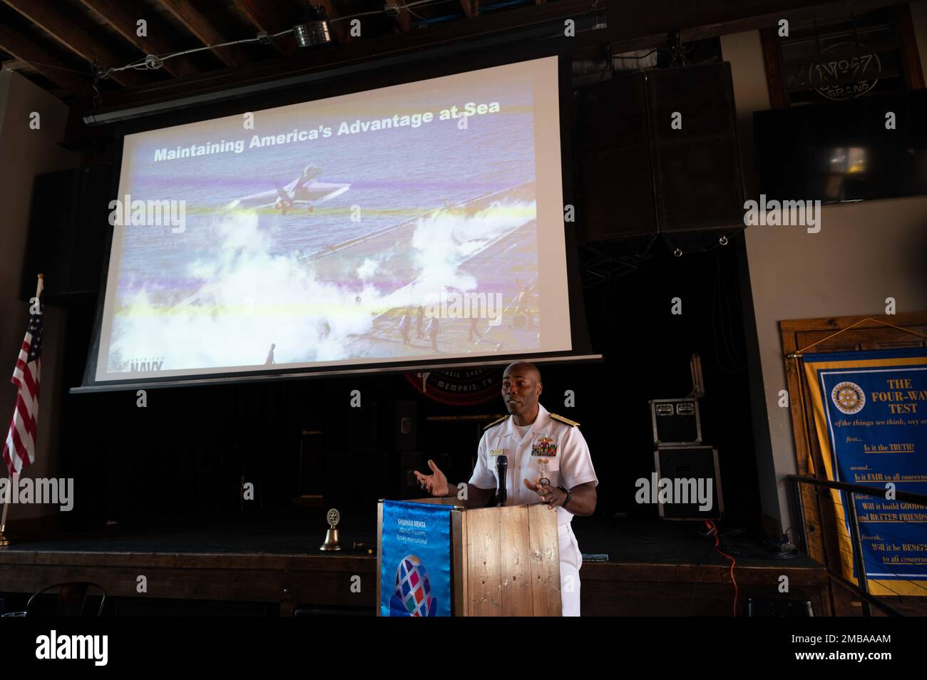 Rear Adm. Lex Walker, Commander, Navy Recruiting Command, speaks with ...