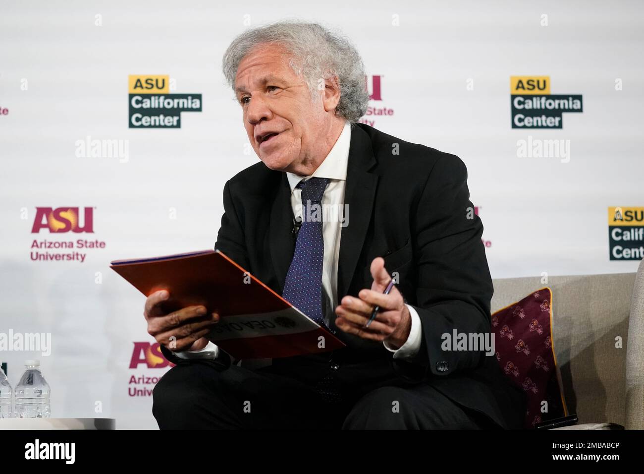 OAS secretary general Luis Armagro speaks during a panel discussion as ...