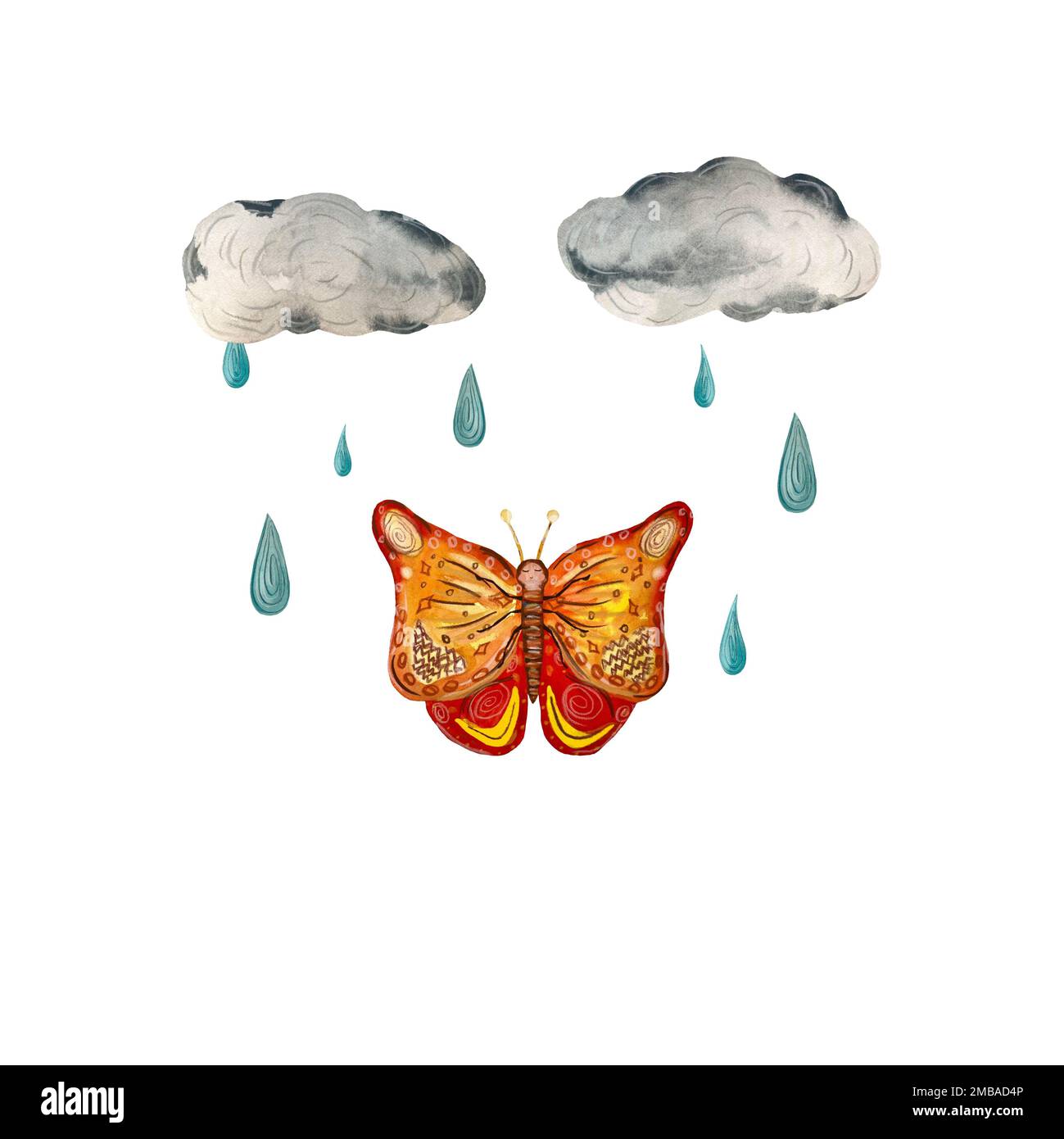 Butterfly cloud drop rain textured a watercolor Stock Photo - Alamy