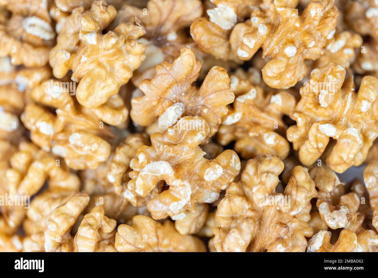 Heap raw peeled nuts in a macro, background and texture shot Stock ...