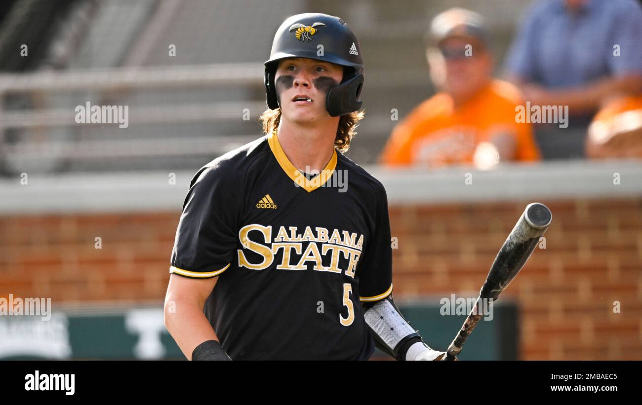 Alabama State's Hunter May plays against Tennessee during an NCAA ...
