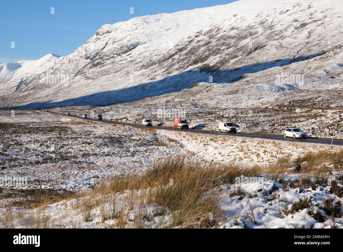 Rannoch Moor, Scotland, UK. 20th January 2023. Clear blue skies ...