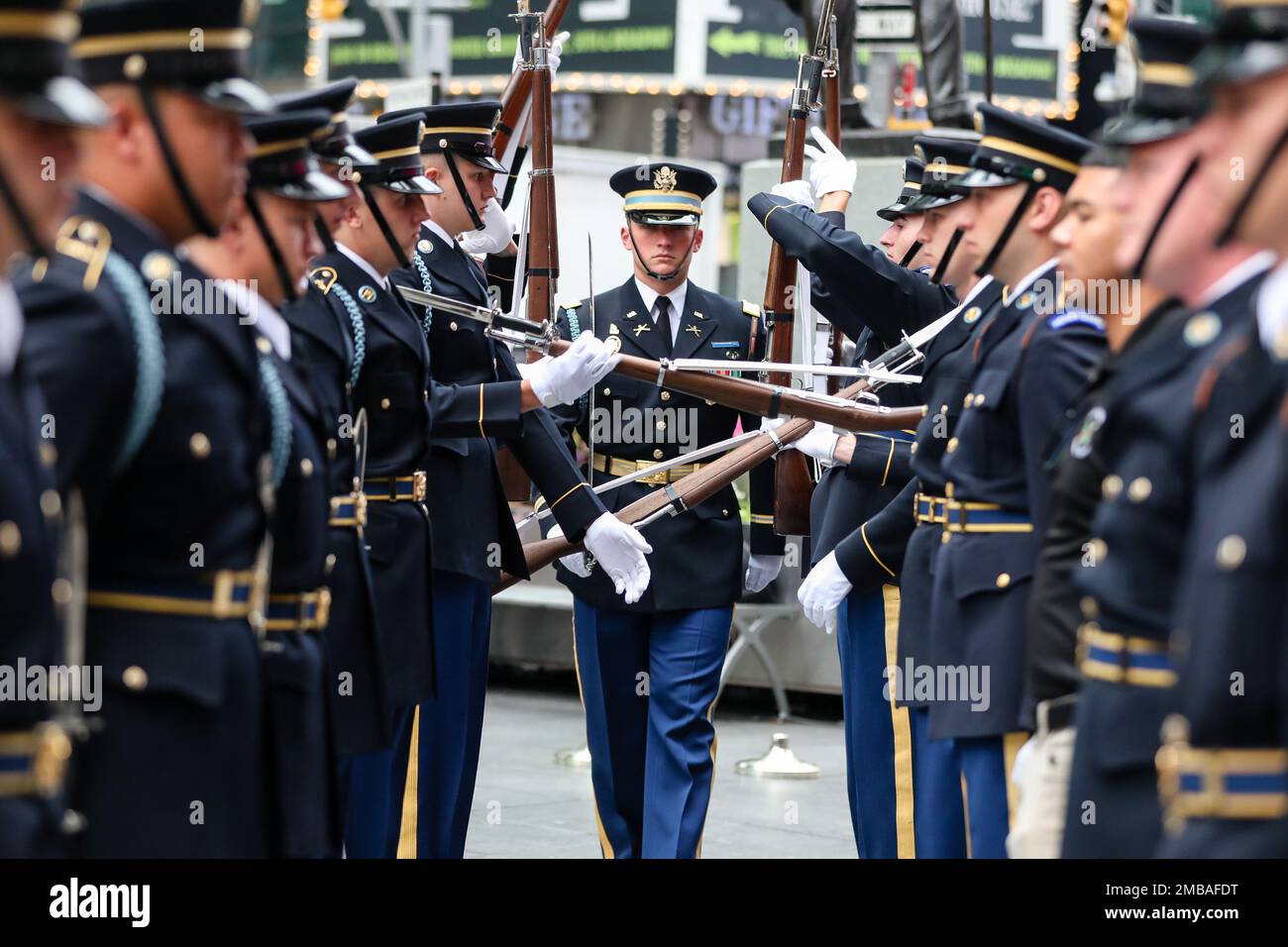 Capt. Mike Vogel, commander of the U.S. Army Drill Team, leads a drill ...