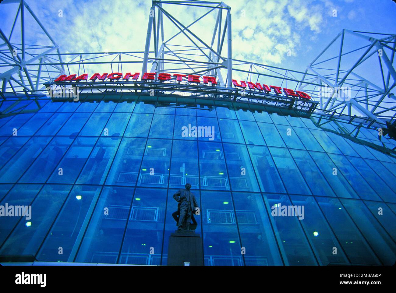 Old Trafford Football Stadium, Old Trafford, Trafford, 2003. Looking up ...