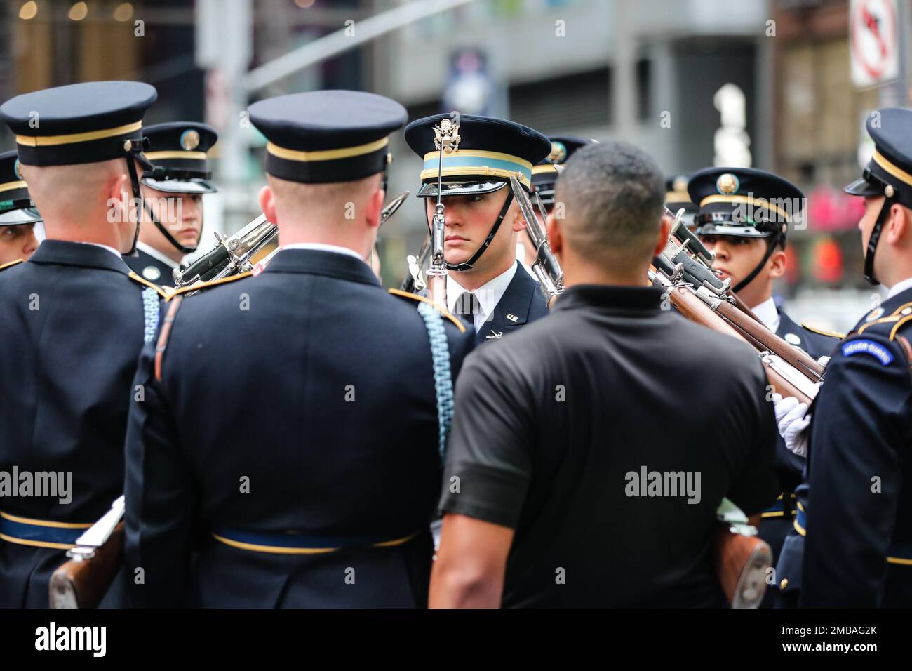 Capt. Mike Vogel, commander of the U.S. Army Drill Team, leads a drill ...