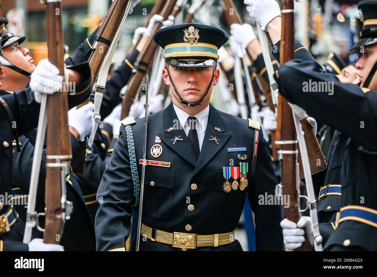 Capt. Mike Vogel, commander of the U.S. Army Drill Team, leads a drill ...