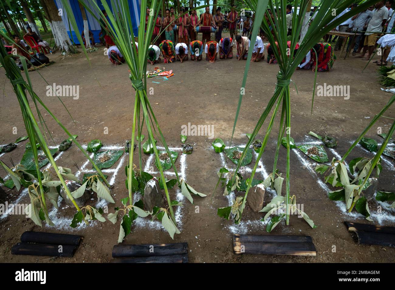 Indian Rabha tribal Hindu priests bless Rabha people in traditional ...