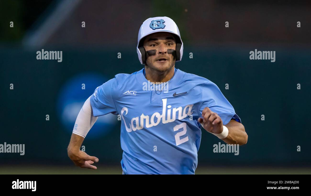 North Carolina's Mikey Madej (2) runs the bases during an NCAA baseball ...