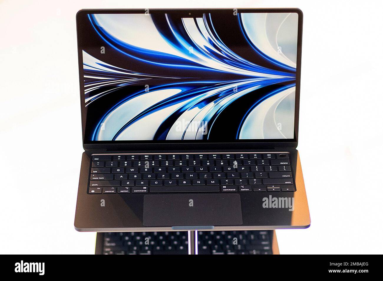 The new Apple MacBook Air computer with an M2 processor is displayed ...
