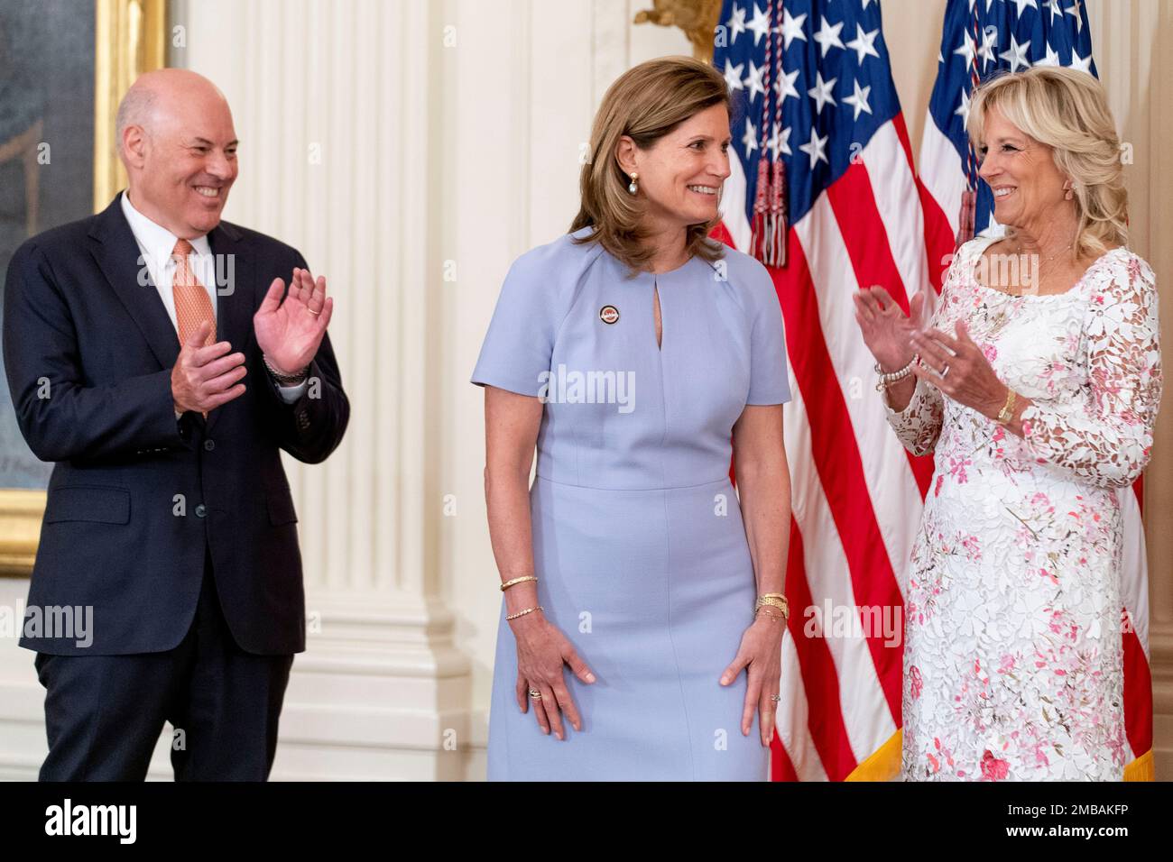 First lady Jill Biden, and Postmaster General and Chief Executive ...