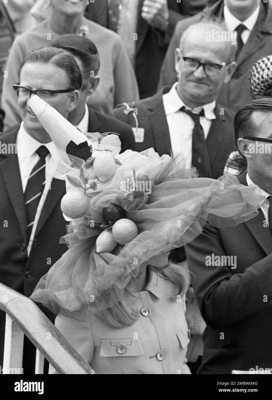 Actress Sue Gerrard, wears a fruity hat at the Royal Ascot Race meeting ...