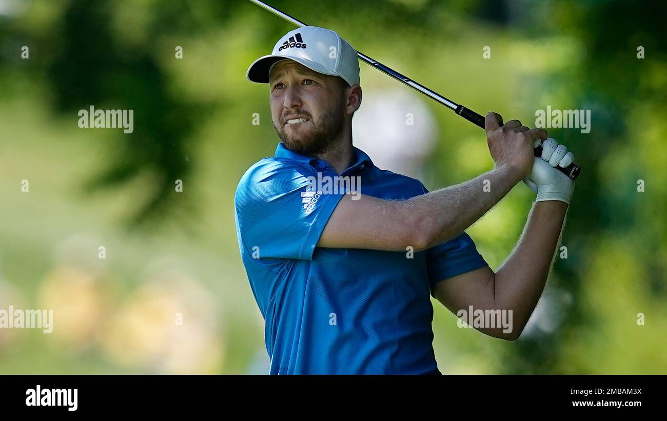 Daniel Berger makes a shot on the first hole during the final round of ...