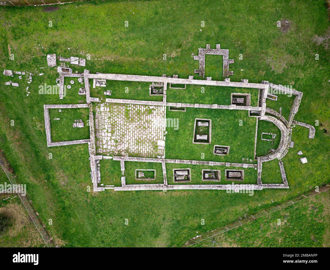 Aerial drone view of the Roman ruins of Salona at Solin, Croatia ...