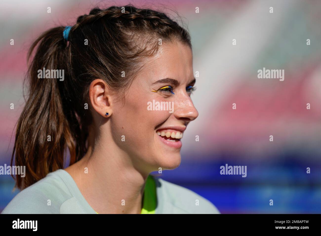 Yaroslava Mahuchikh of Ukraine celebrates her win high jump during the ...