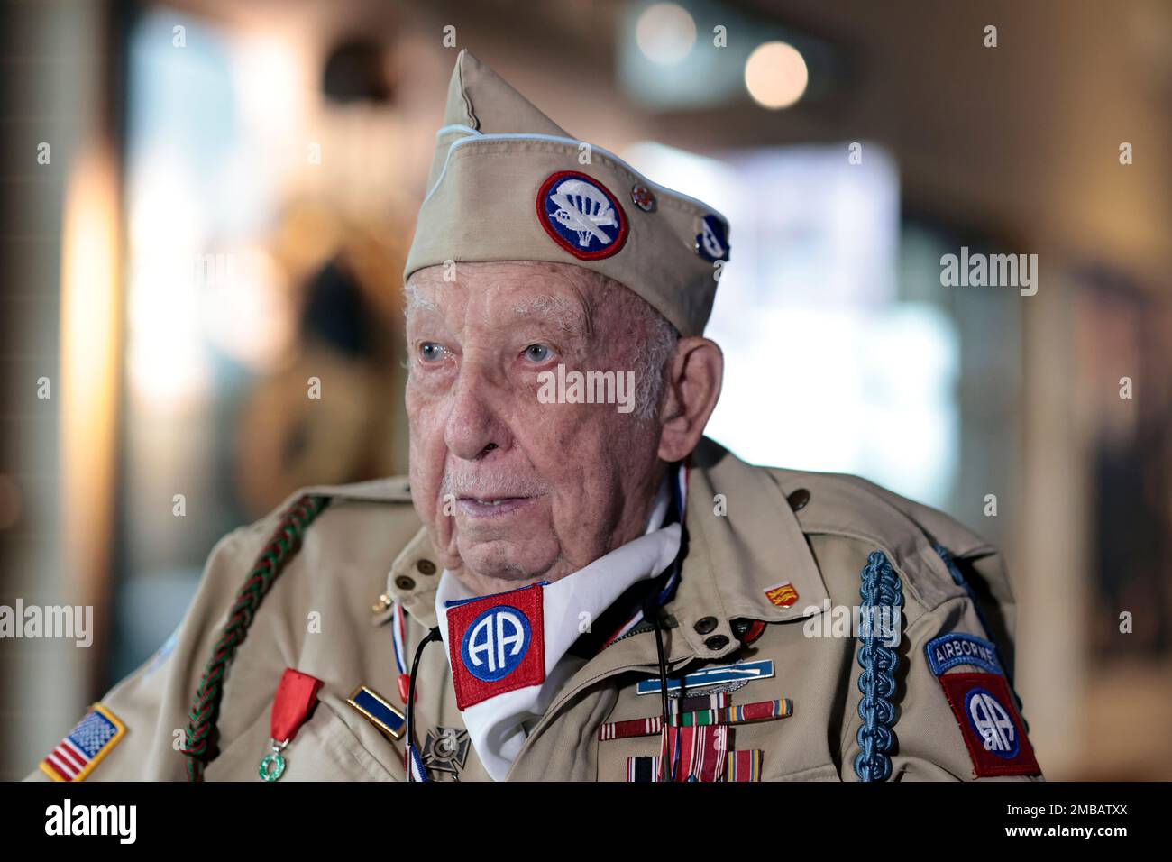 US WWII veteran Ray Wallace, of the 507th PIR 82rd Airborne, looks on ...