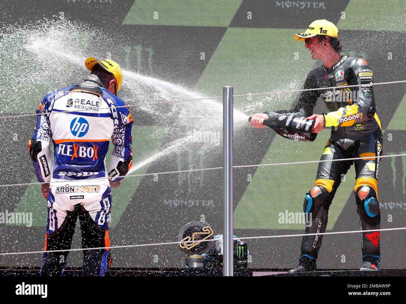 Moto2 race winner Italian rider Celestino Vietti of the Mooney VR46 ...