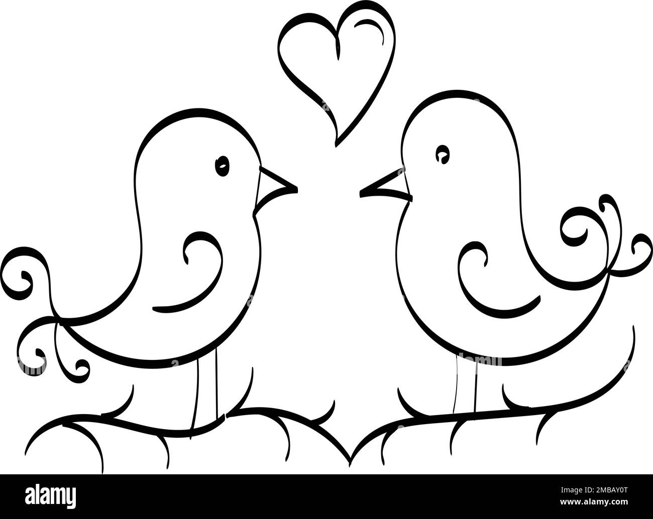 Wedding Love Birds Drawing