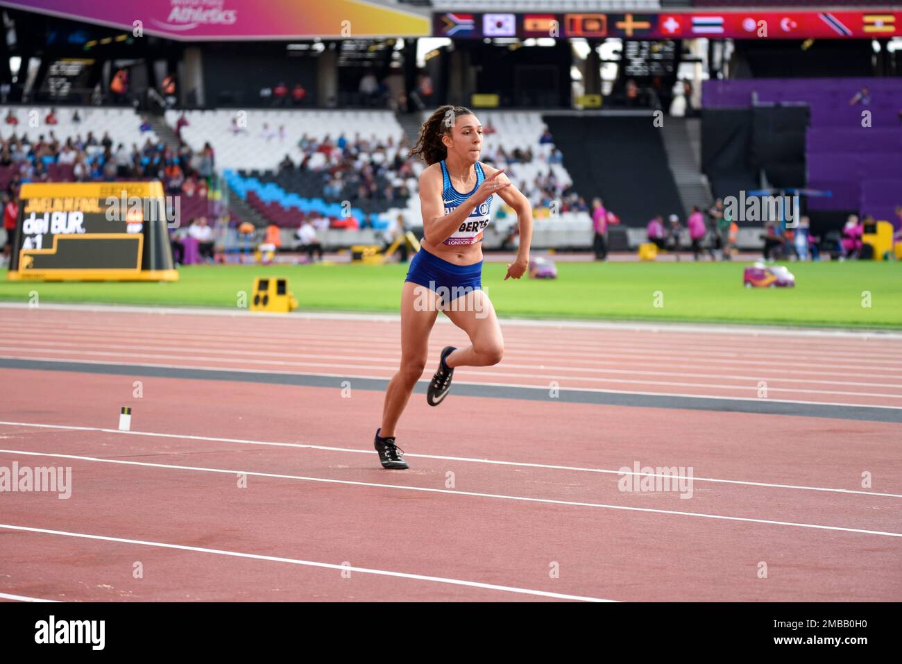 Jaleen Roberts competing in the 2017 World Para Athletics Championships long jump T37 in the ...