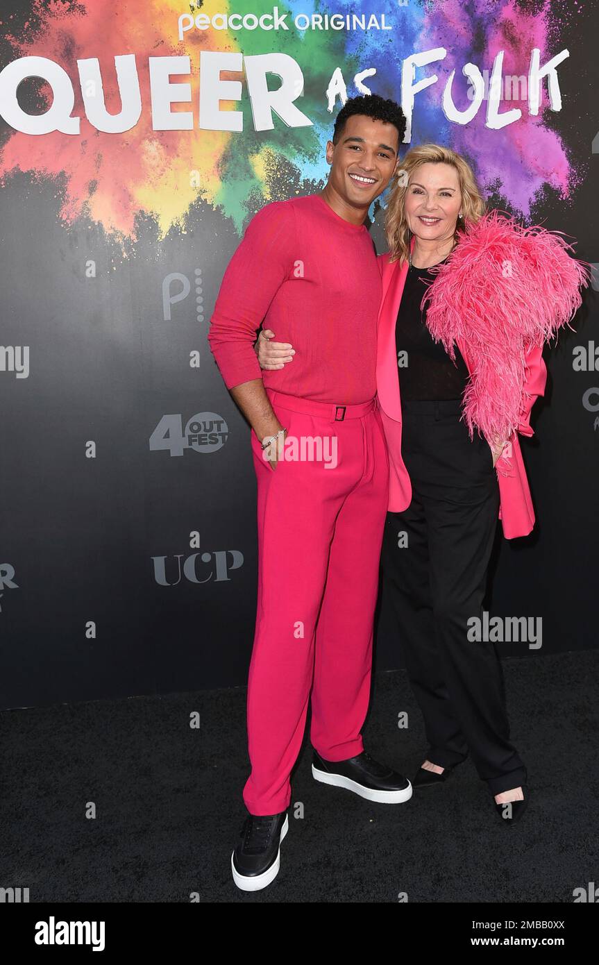 Devin Way, left and Kim Cattrall arrive at the premiere of "Queer As ...