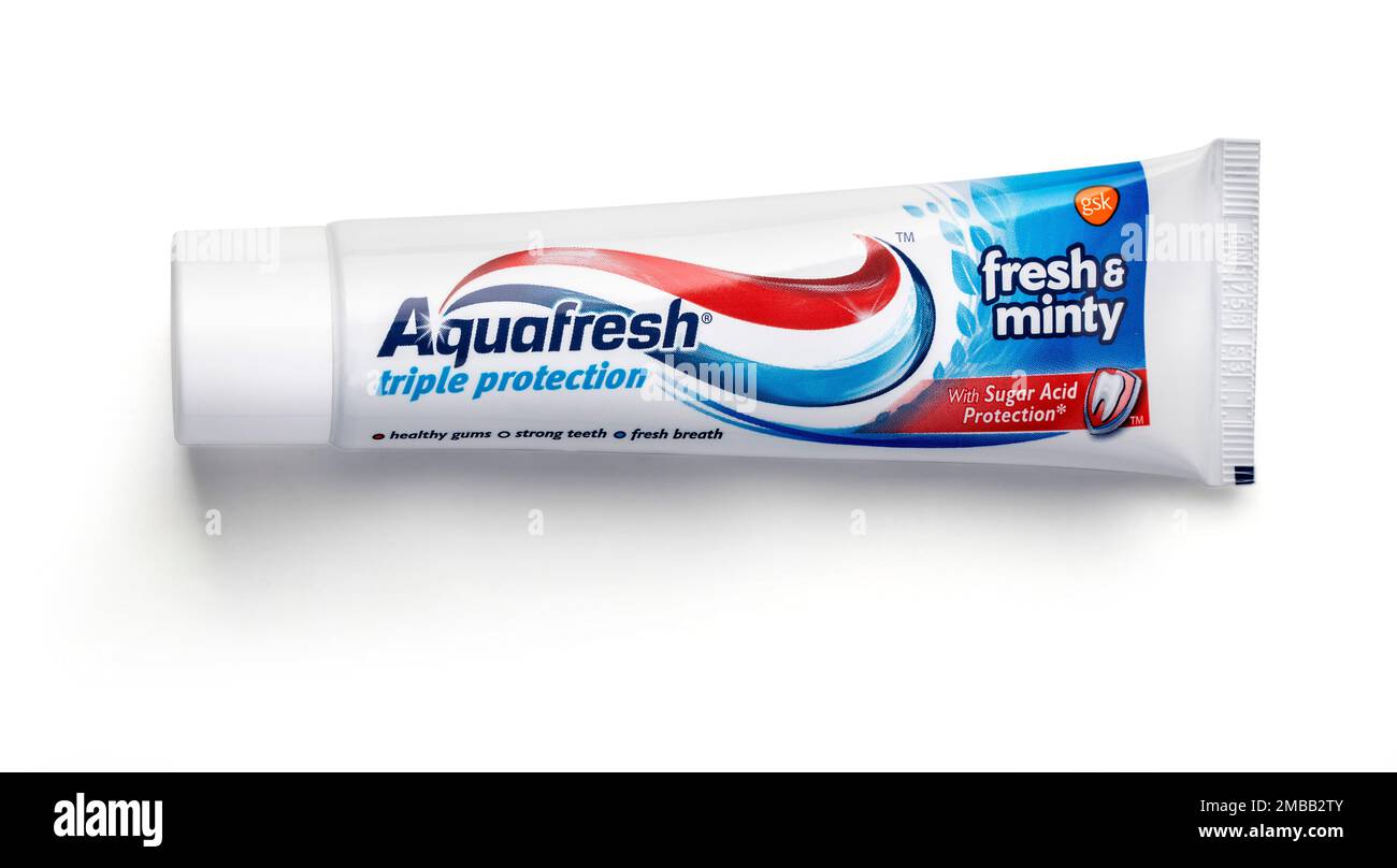 CHISINAU, MOLDOVA - March 23, 2016. Aquafresh Toothpaste with Sugar ...