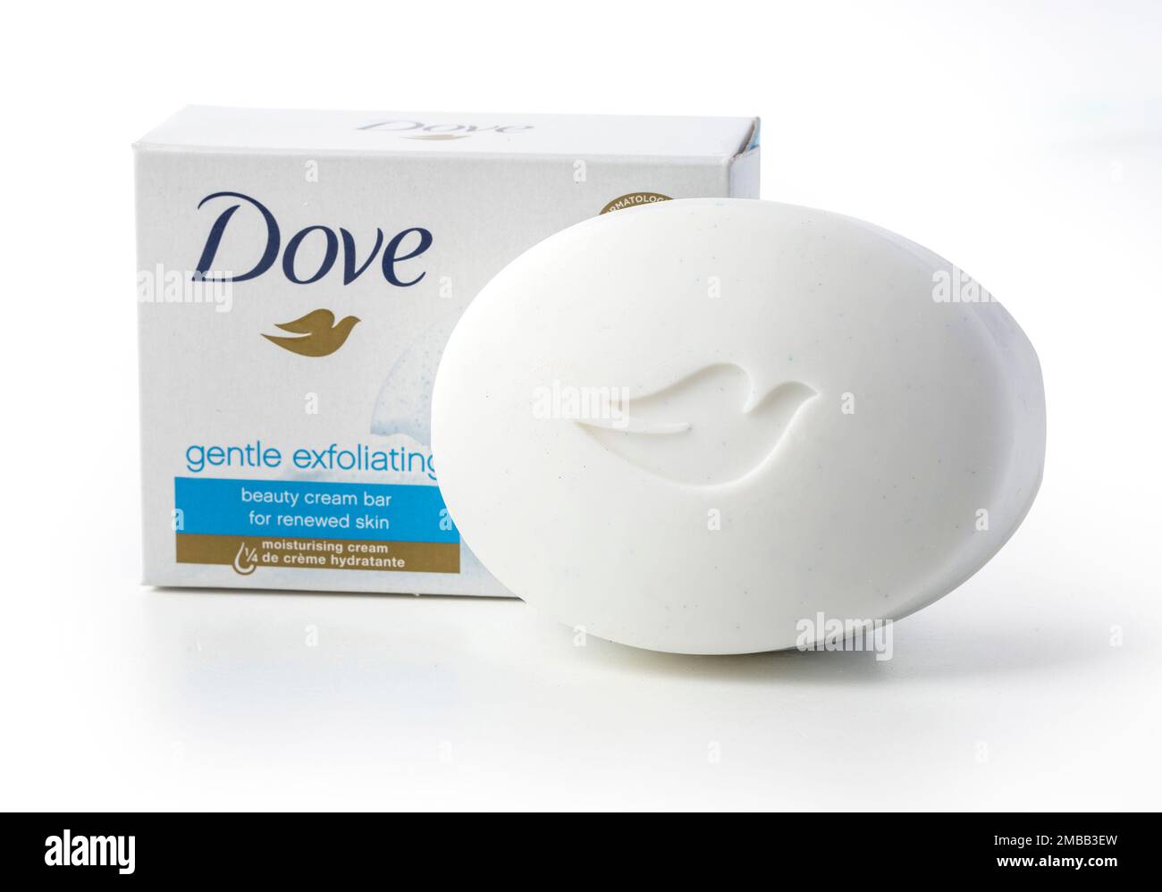 CHISINAU, MOLDOVA - MARCH 25, 2016. Dove Beauty cream bar soap isolated ...
