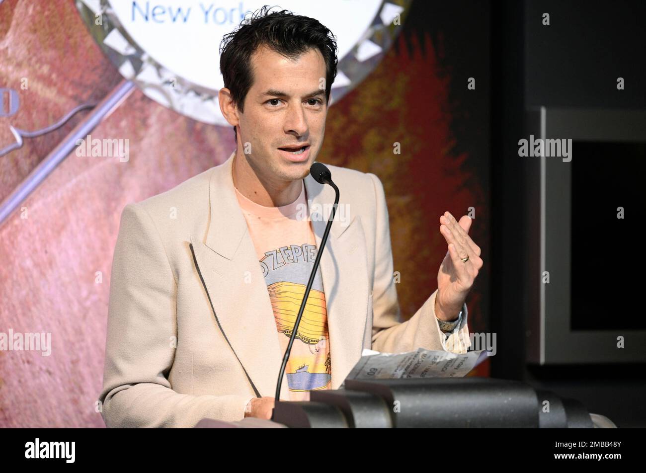Record producer Mark Ronson offers remarks before the ceremonial ...