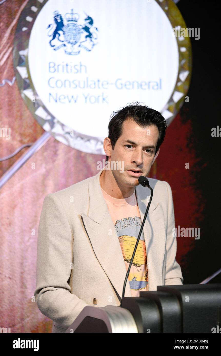Record producer Mark Ronson offers remarks before the ceremonial ...