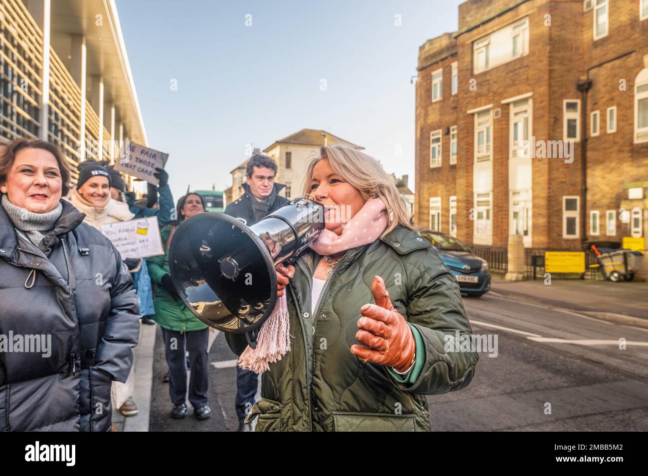 Pat Cullen head of Royal College of Nursing (RCN) Union, with striking ...