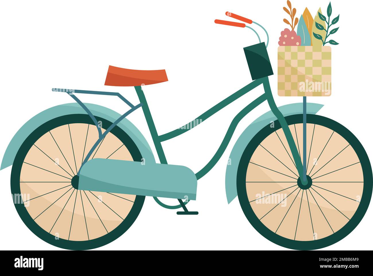 Bicycle and basket Stock Vector Images - Alamy