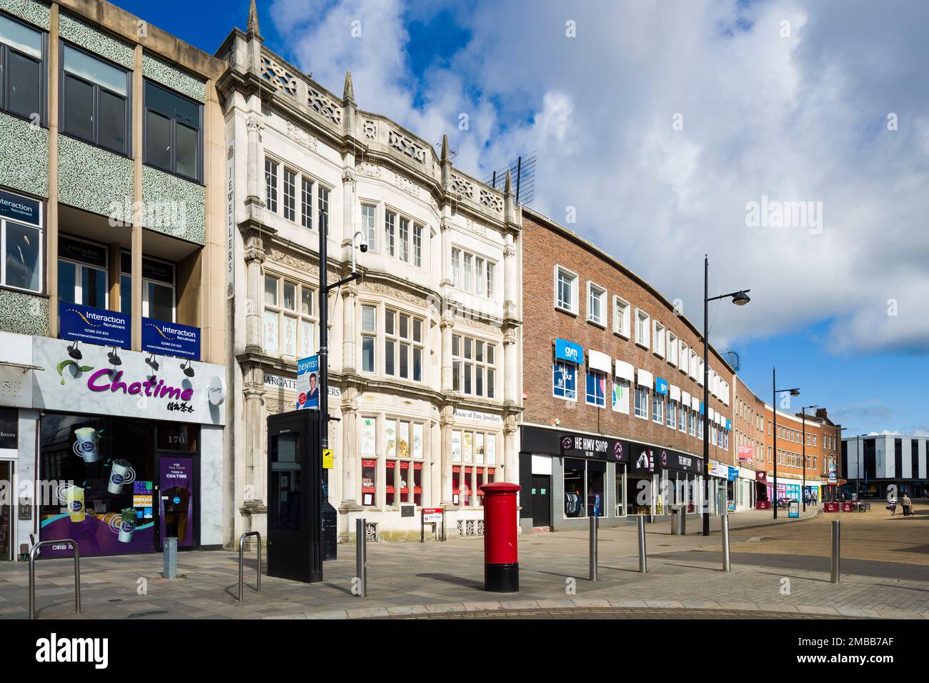 The High Street, Southampton, pedestrianised shopping street with mix ...