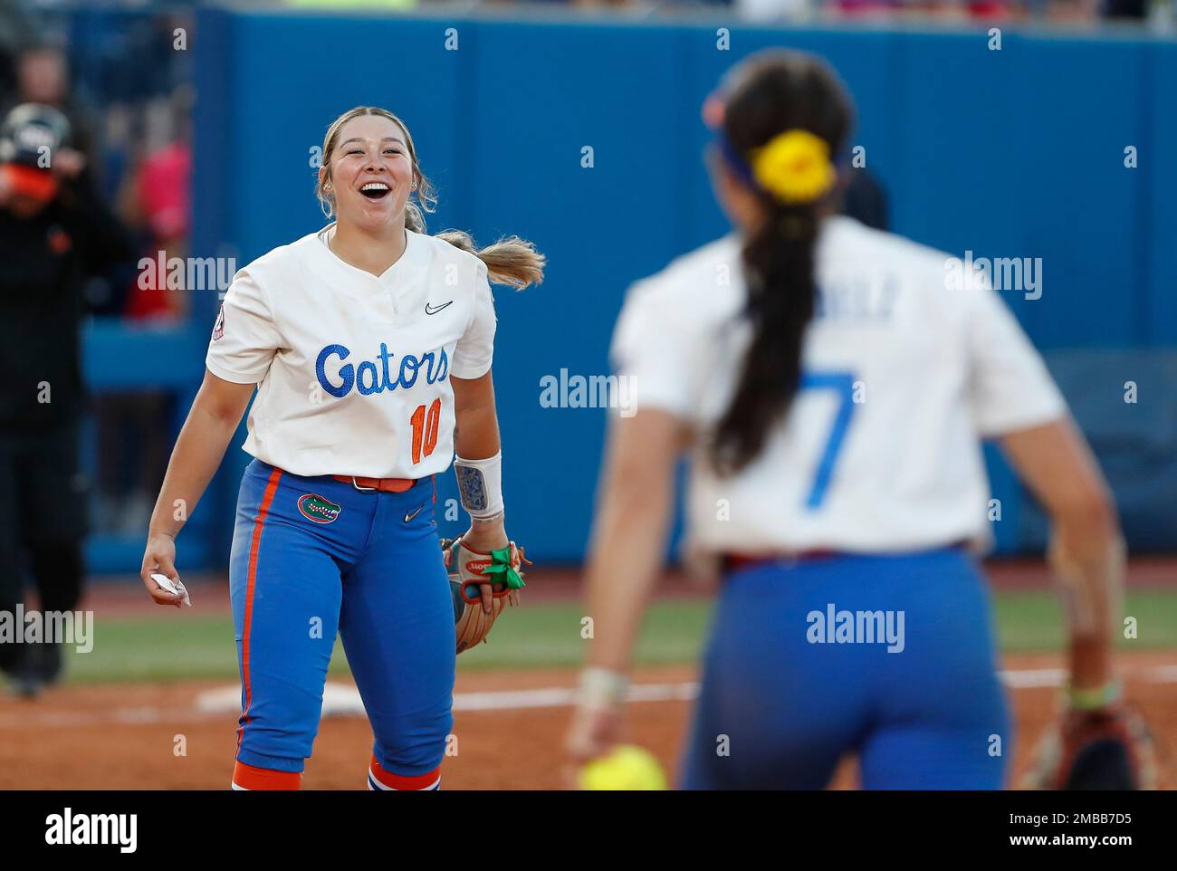 Florida's Natalie Lugo (10) celebrates after the final out against ...