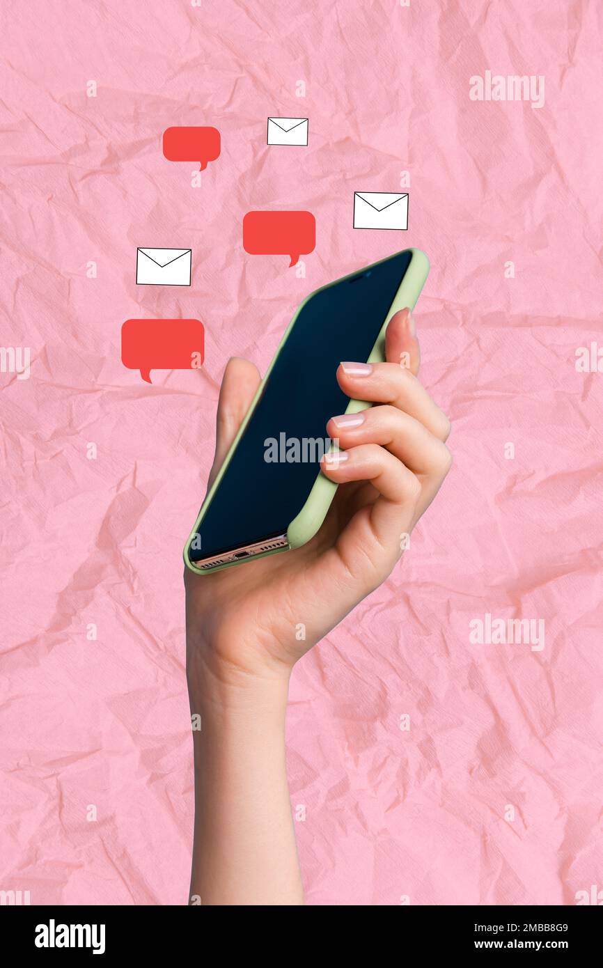 Photo collage artwork minimal picture of arm typing instagram twitter ...