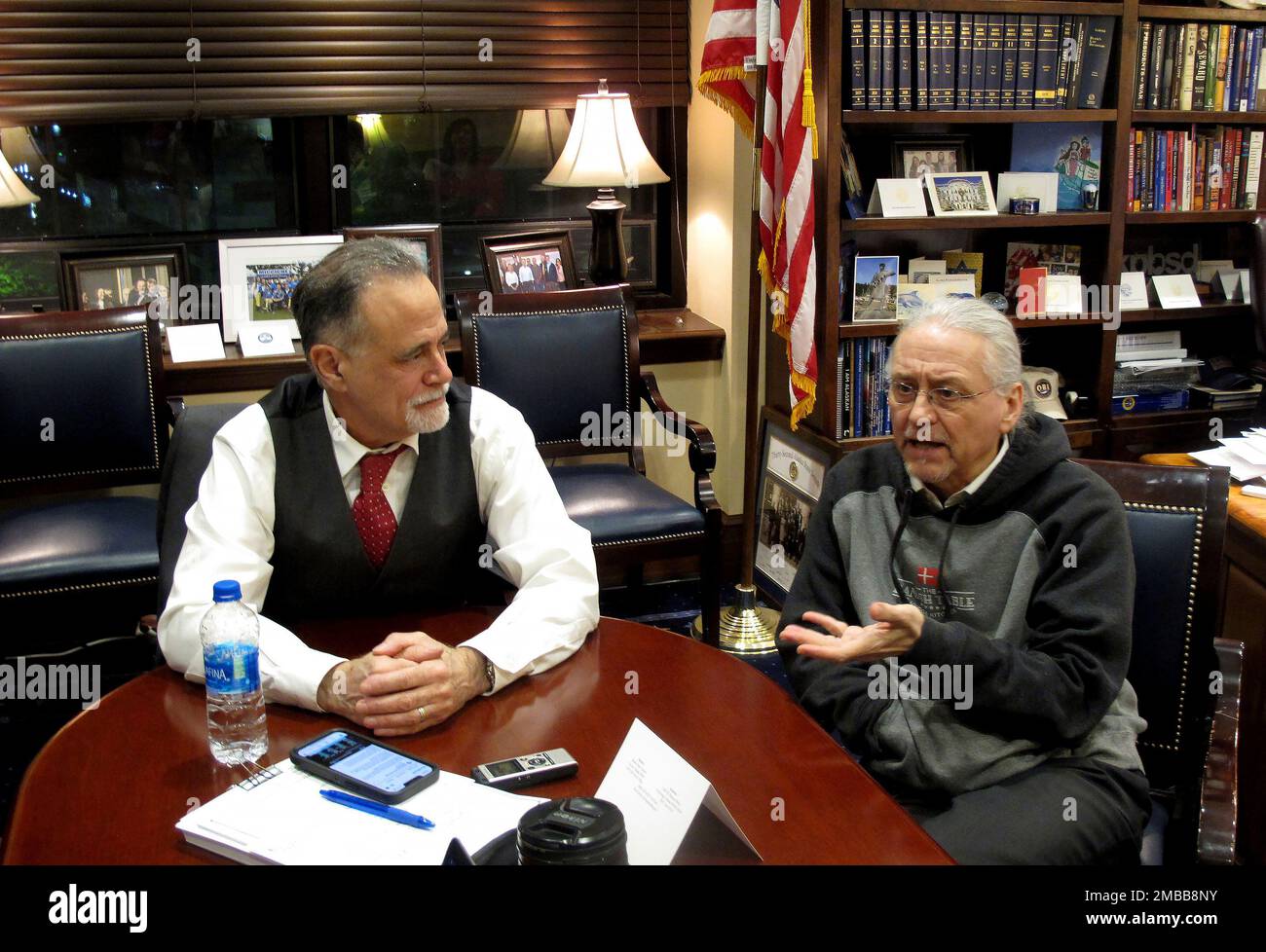 FILE - Alaska Senate President Peter Micciche, left, and Senate ...