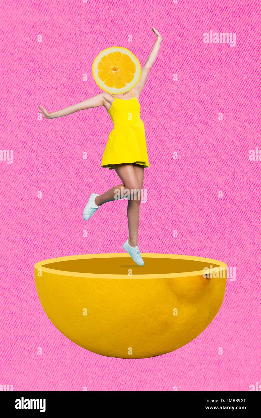 Collage 3d image of pinup pop retro sketch of happy carefree lady ...