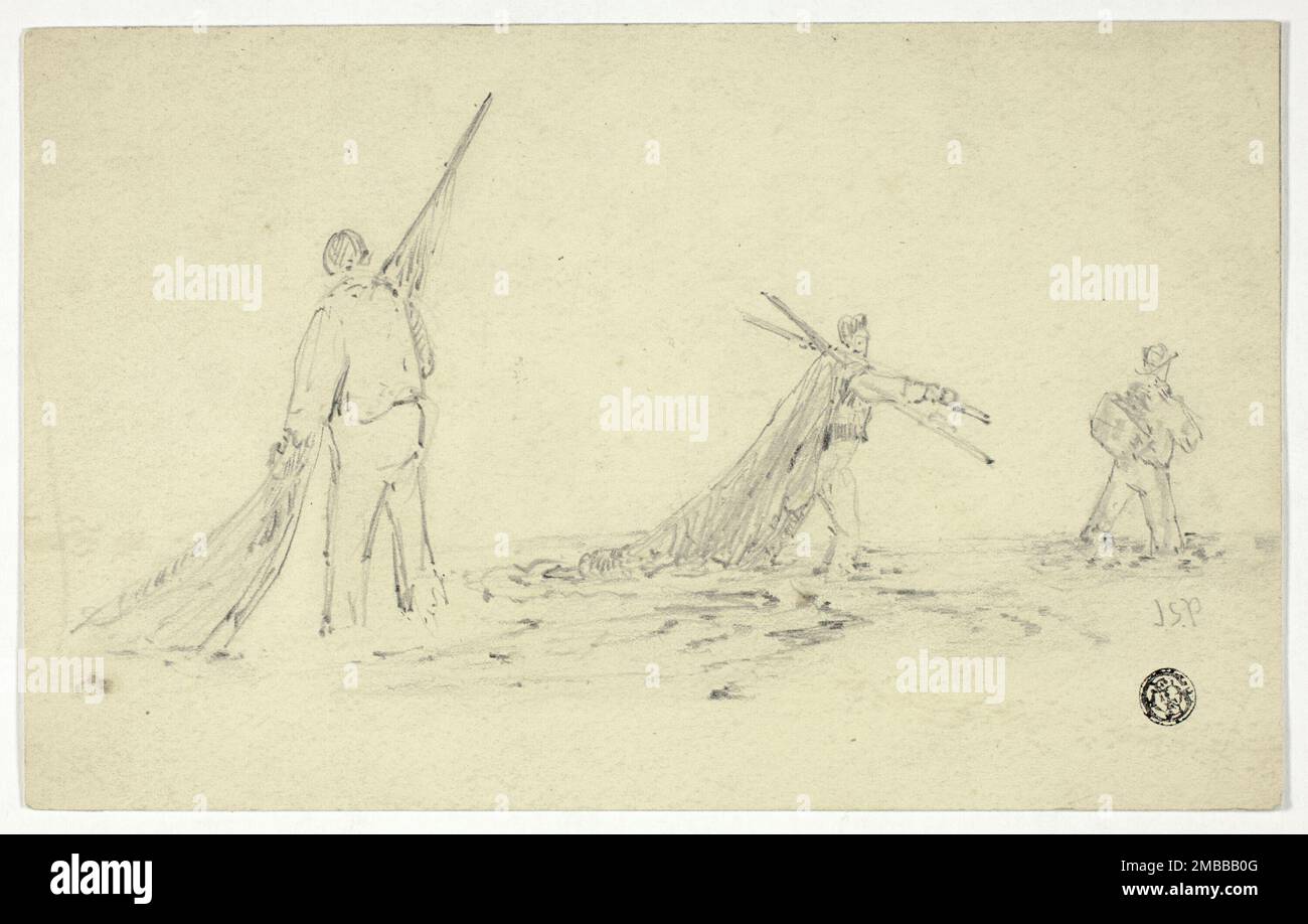 Men Carrying Nets, n.d. Attributed to John Skinner Prout Stock Photo ...