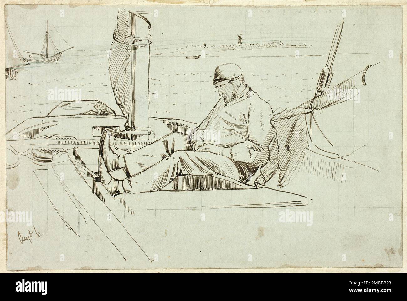 Man Seated in a Sailboat, n.d. Attributed to Henry Stacy Marks Stock ...