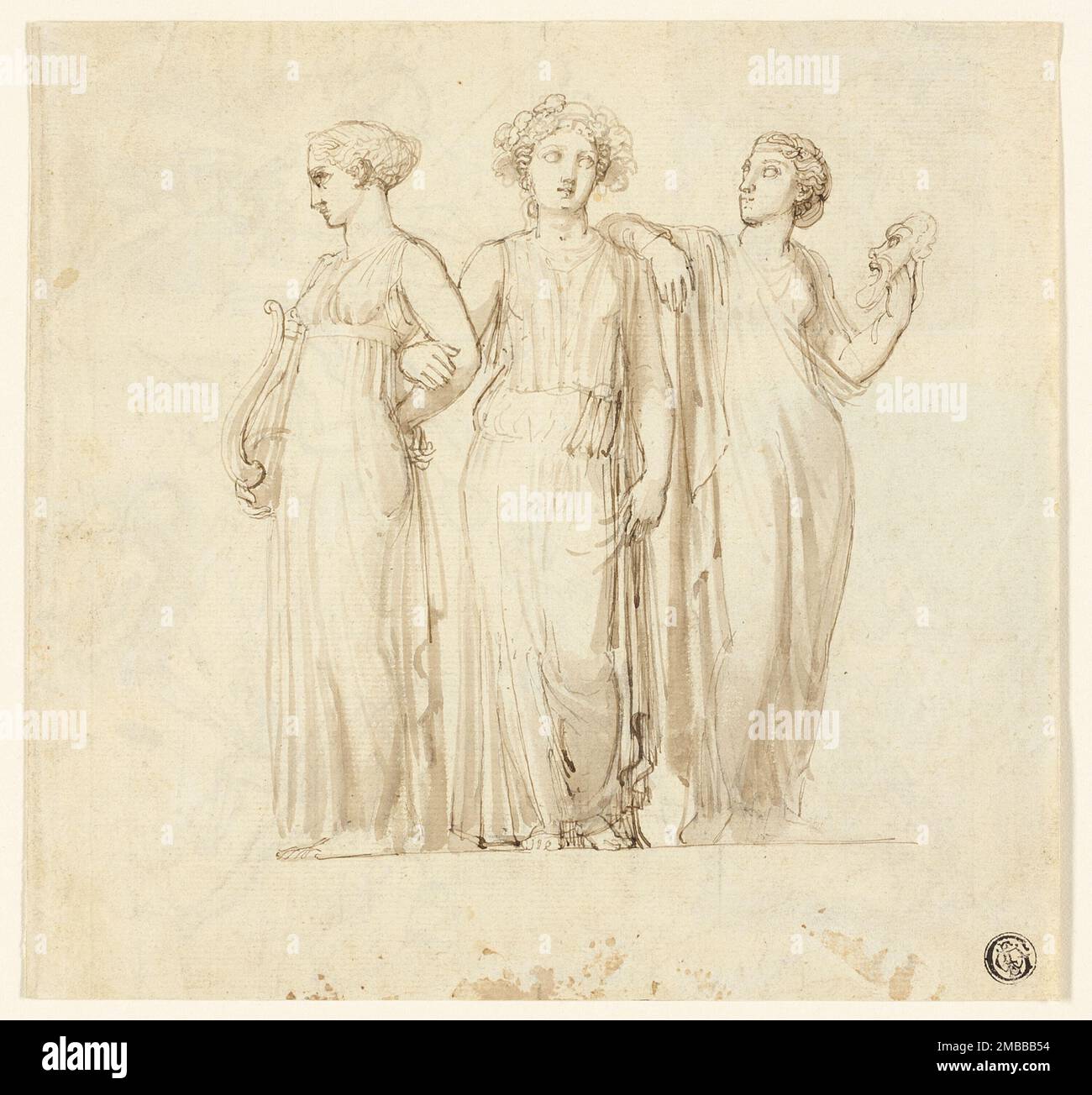 Three Muses (recto); (Study of Knight and Monk for an Illustration in a ...