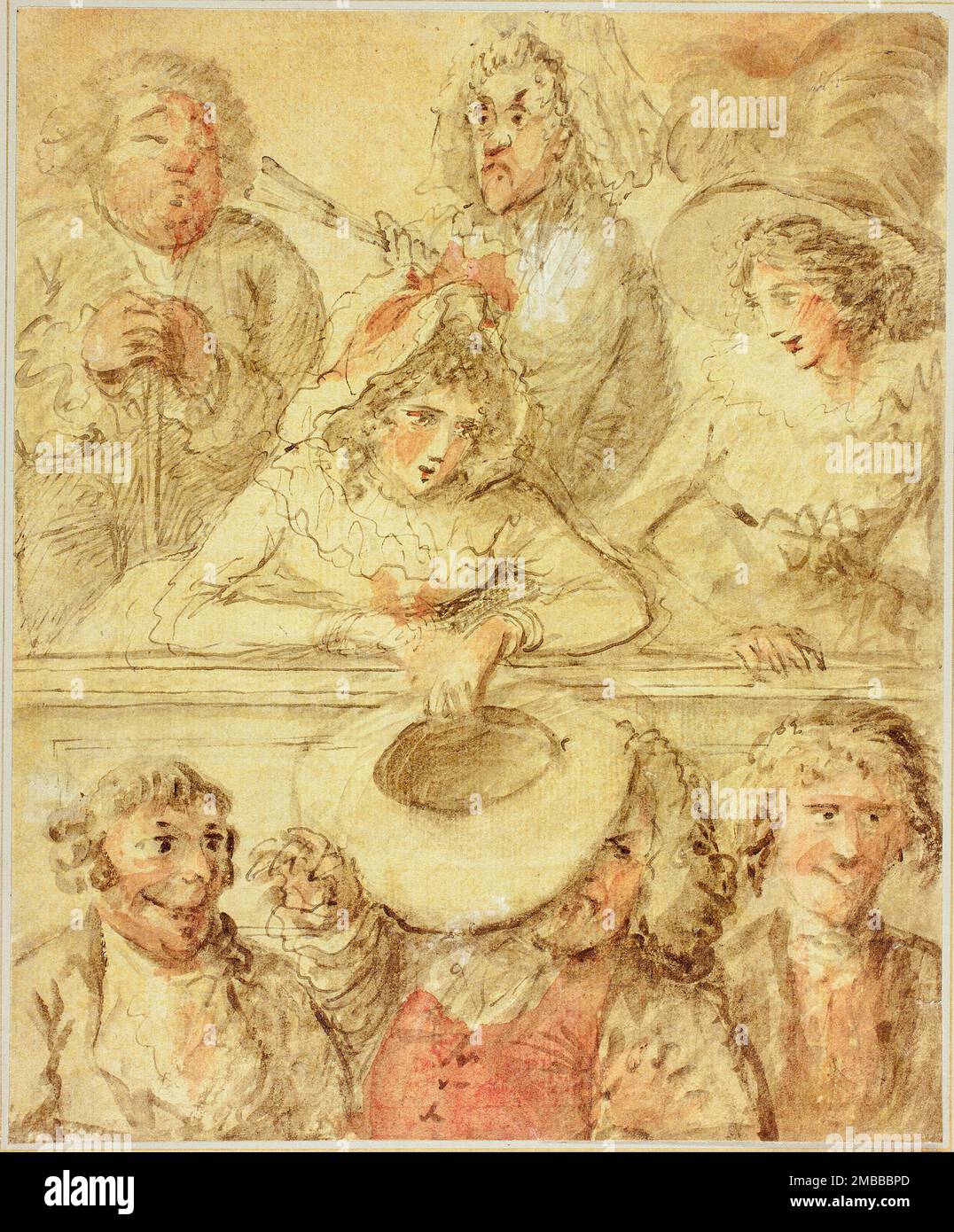 In the Gallery, n.d. A theatre-goer's view is blocked by the hat of a ...