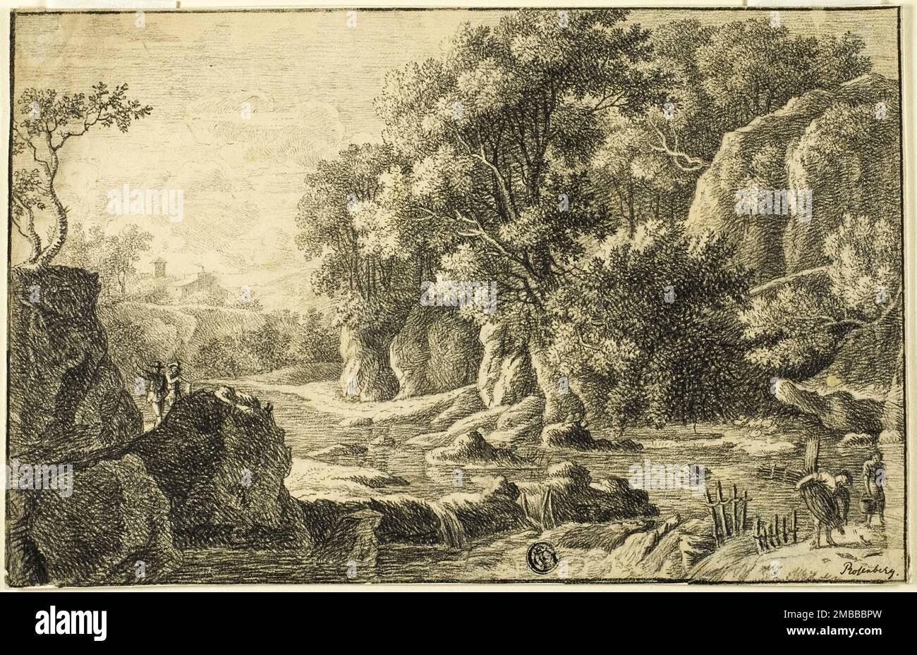River Landscape with Figures, n.d Stock Photo - Alamy